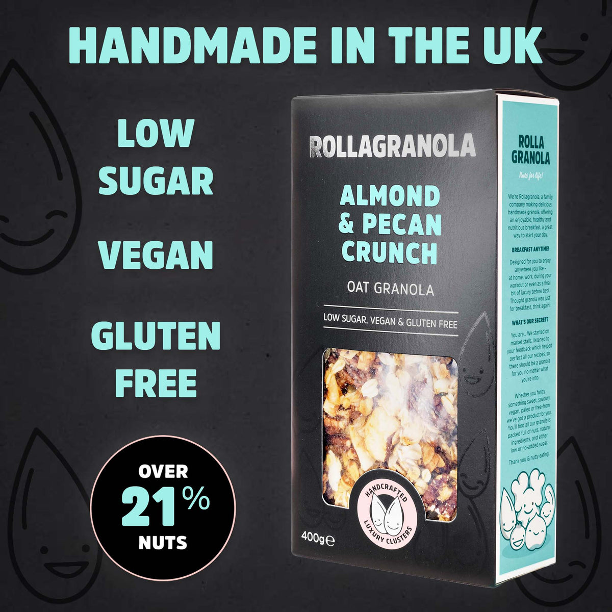 Almond & Pecan Crunch, Rollagranola, 400g – Hackney Essentials