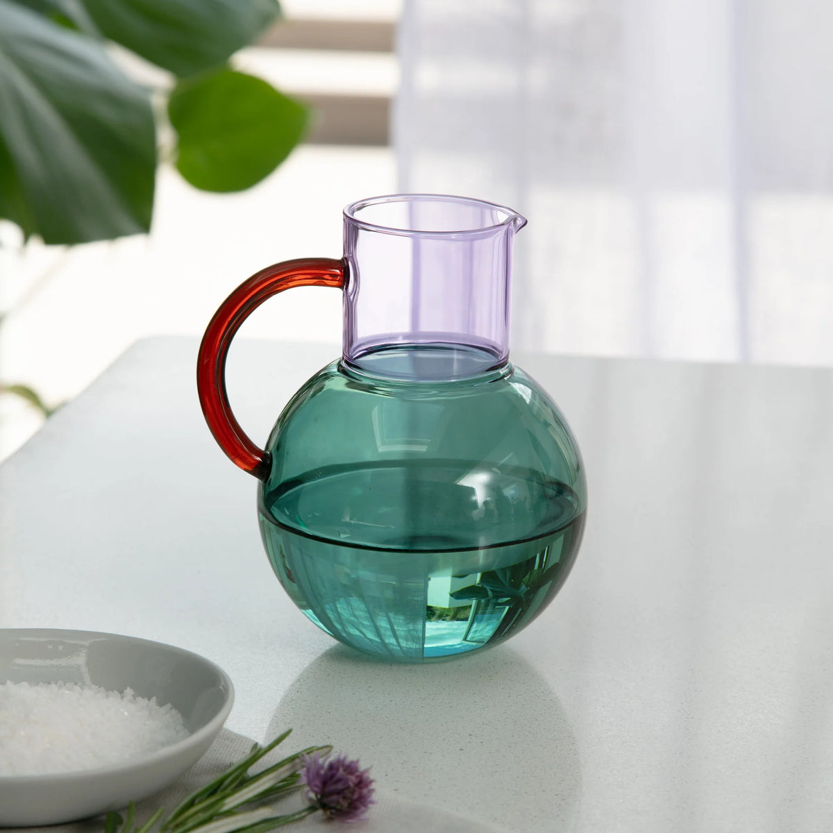 Small ‘Lilac, Teal, Amber’ Glass Pablo Jug, ColorLab by Block Design – Hackney Essentials