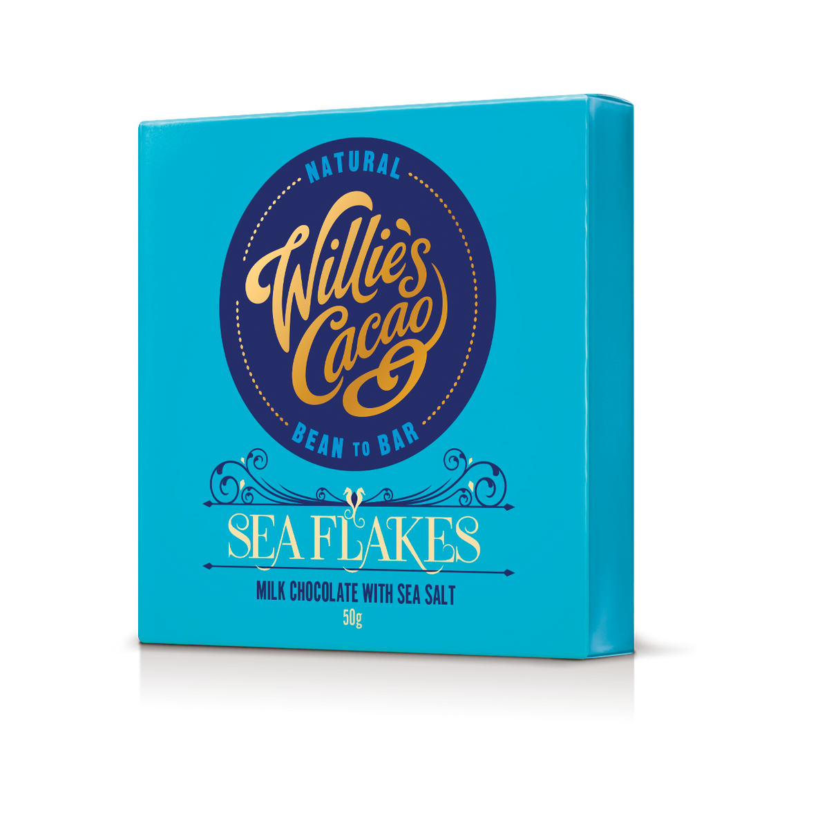 Sea Flakes. Milk chocolate with flakes of Sea Salt, Willie’s cacao 50g – Hackney Essentials