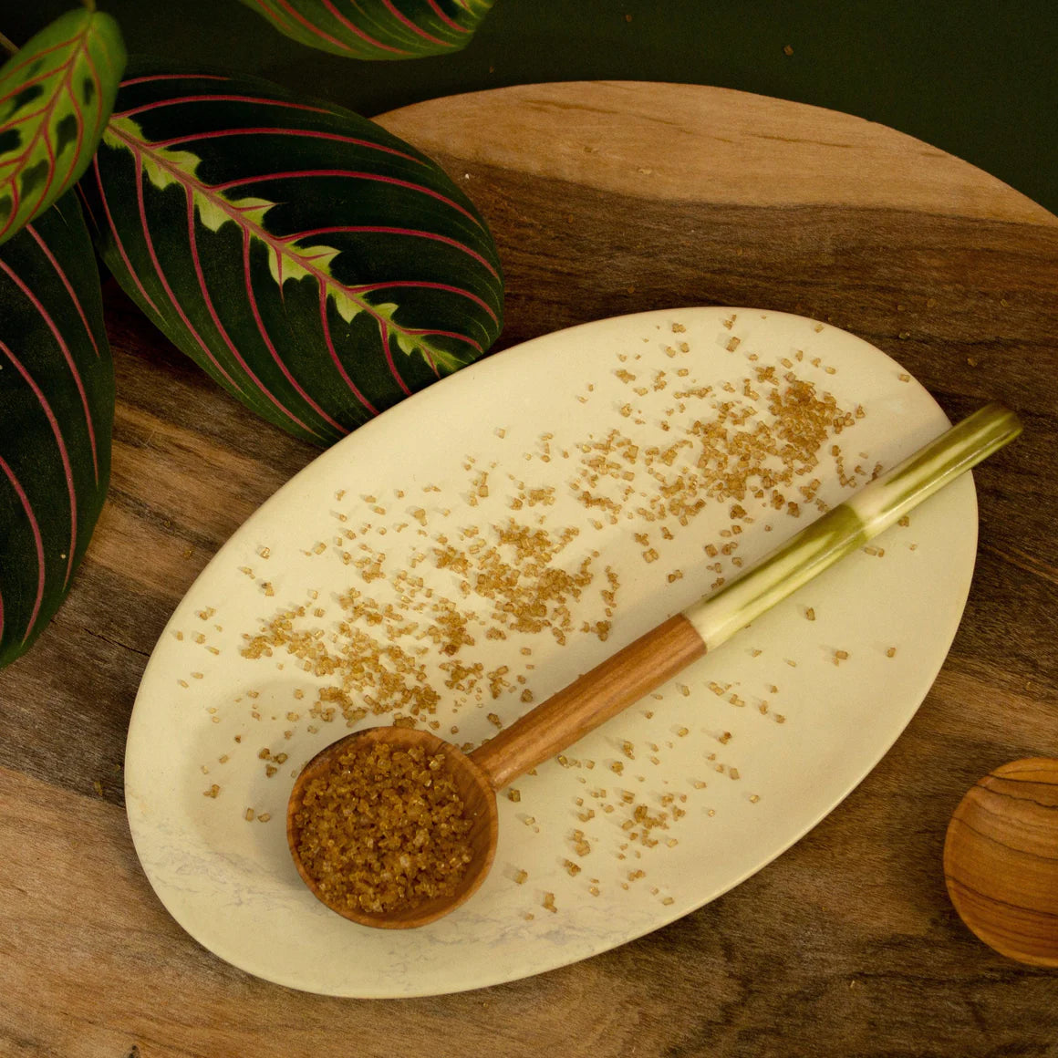 Olive Wood Sugar Spoon With Green Batik Handle, Aarven – Hackney Essentials